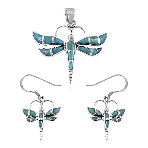 Santa Fe Collection - 2 Piece Set - Turquoise Dragonfly Earrings (with ...
