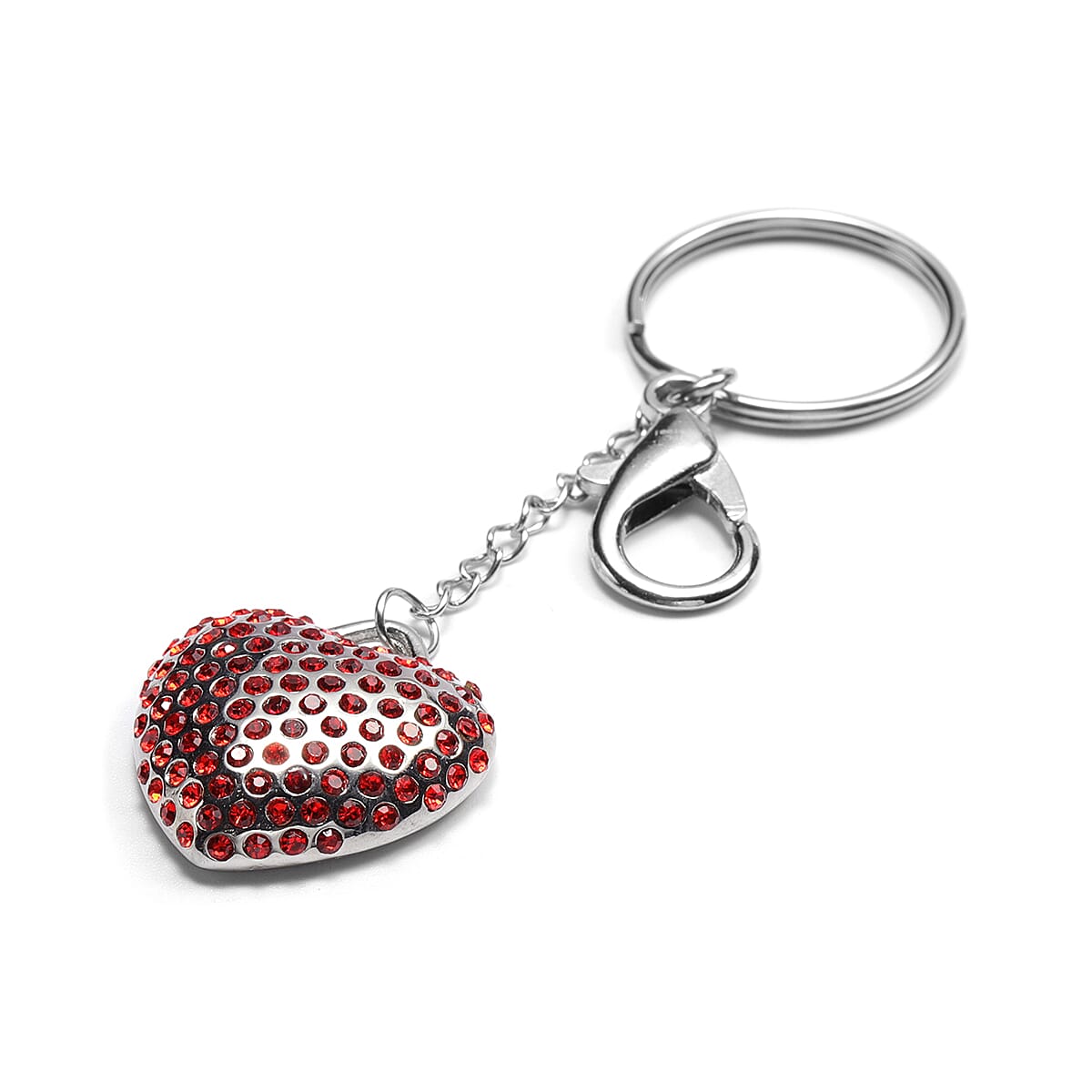 Red Crystal Heart Keychain in Stainless Steel - 6006440 - TJC