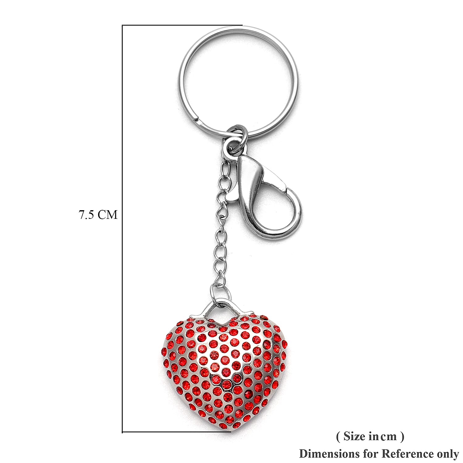 Red Crystal Heart Keychain in Stainless Steel - 6006440 - TJC