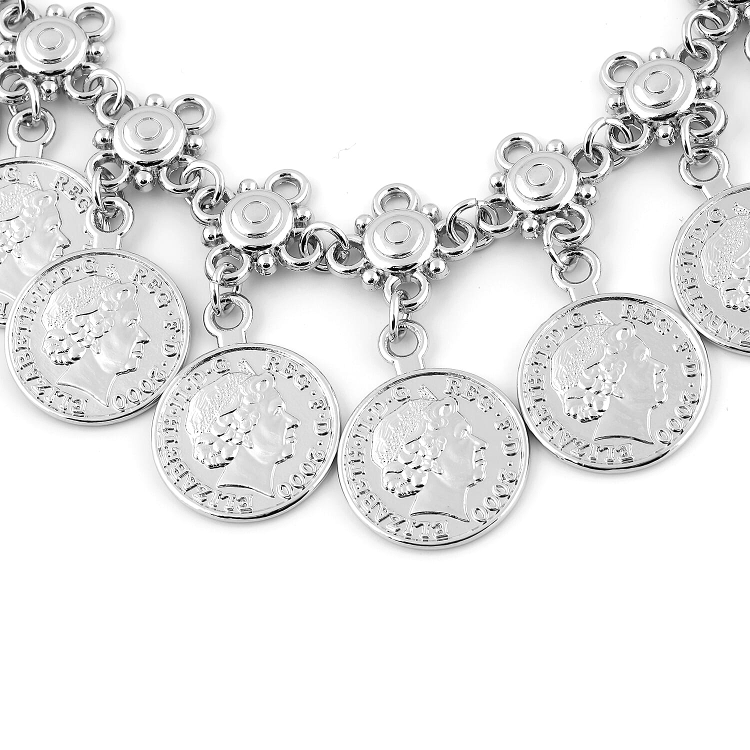 Dangling Coin Charm Necklace in Silver Tone - 6012900 - TJC