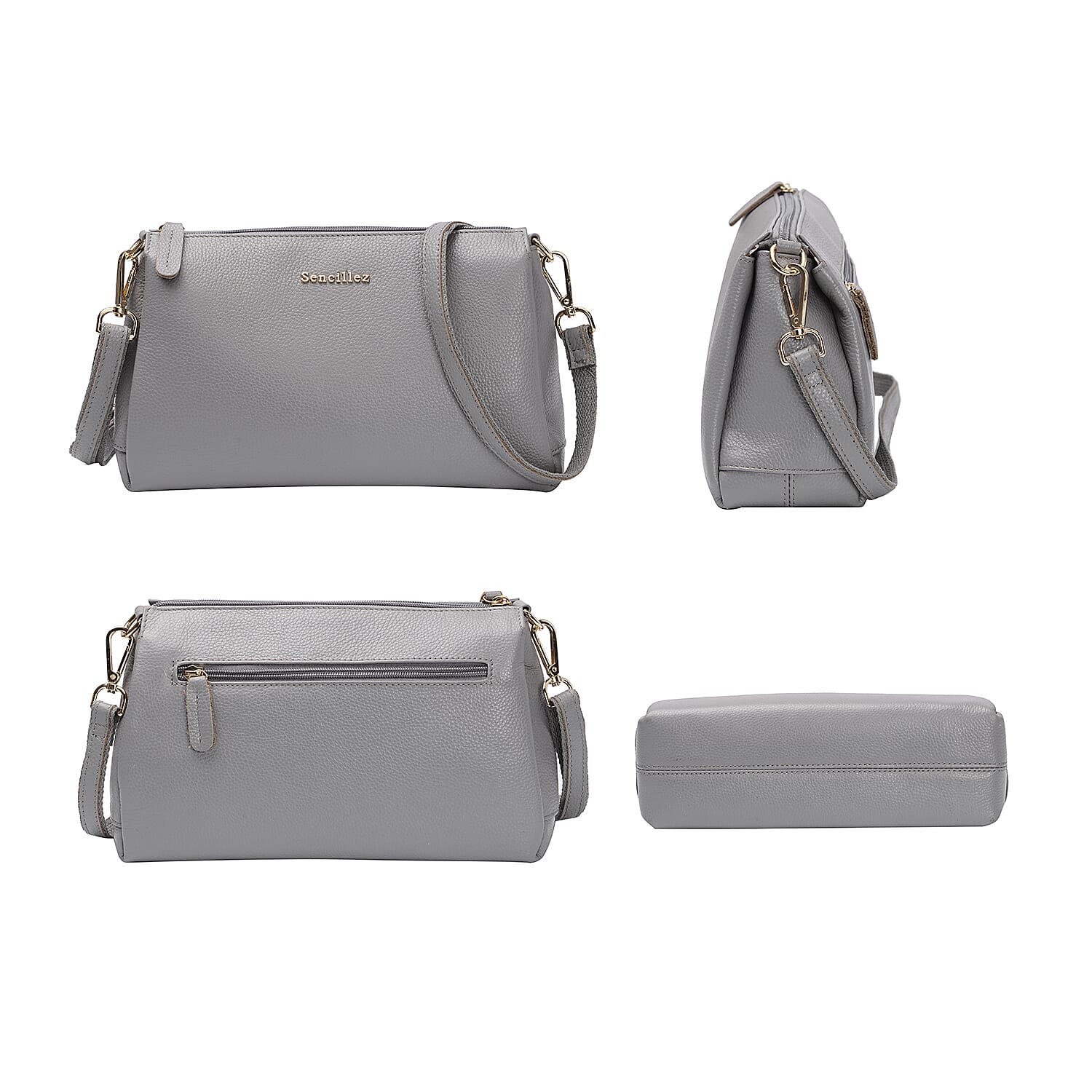 SENCILLEZ 100% Genuine Leather Crossbody Bag with Zipper Closure and ...