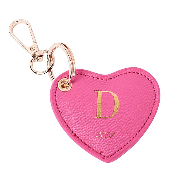 Pink Genuine Leather Heart Shaped Initial D Key Chain - 6021377 - TJC