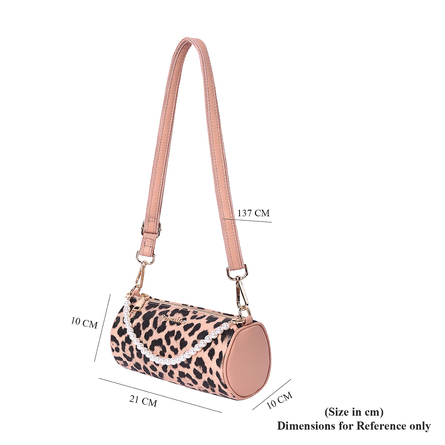 Sencillez Leopard Pattern 100% Genuine Leather Barrel Crossbody Bag ...
