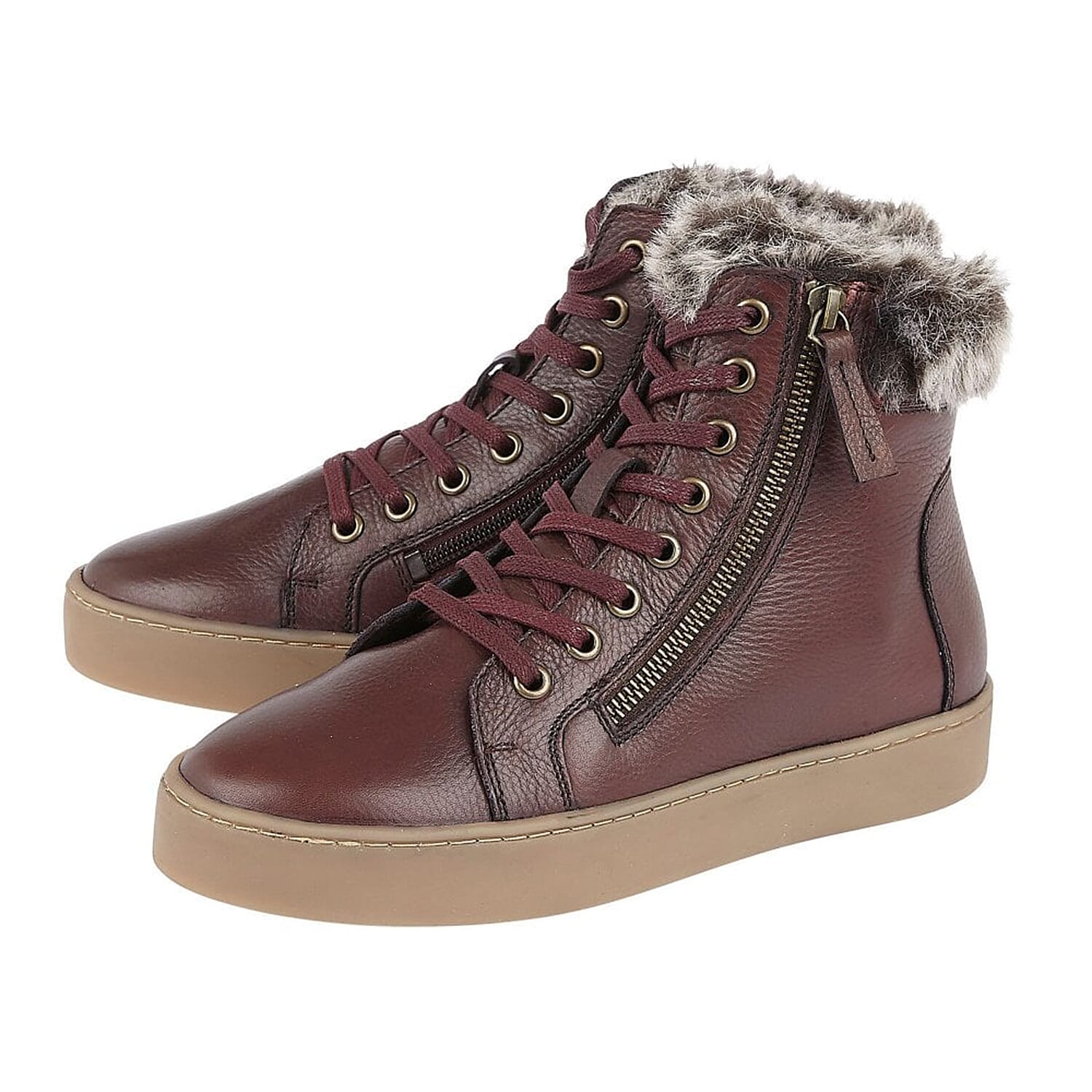 Lotus Siobhan Leather Stressless Sneakers with Faux Fur Lining ...