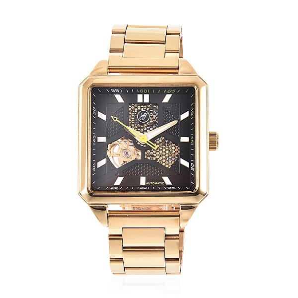 GENOA Automatic Movement Watch With Butterfly Buckle Clasp - Golden ...