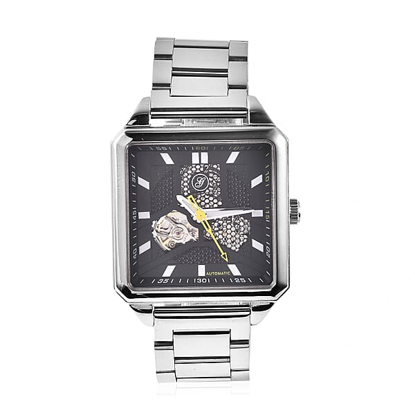 GENOA Automatic Movement Watch With Butterfly Buckle Clasp - Silver ...