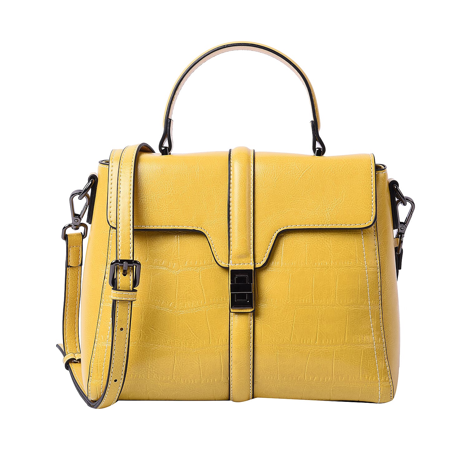 Sencillez Croc Embossed 100% Genuine Leather Convertible Bag in Blue ...