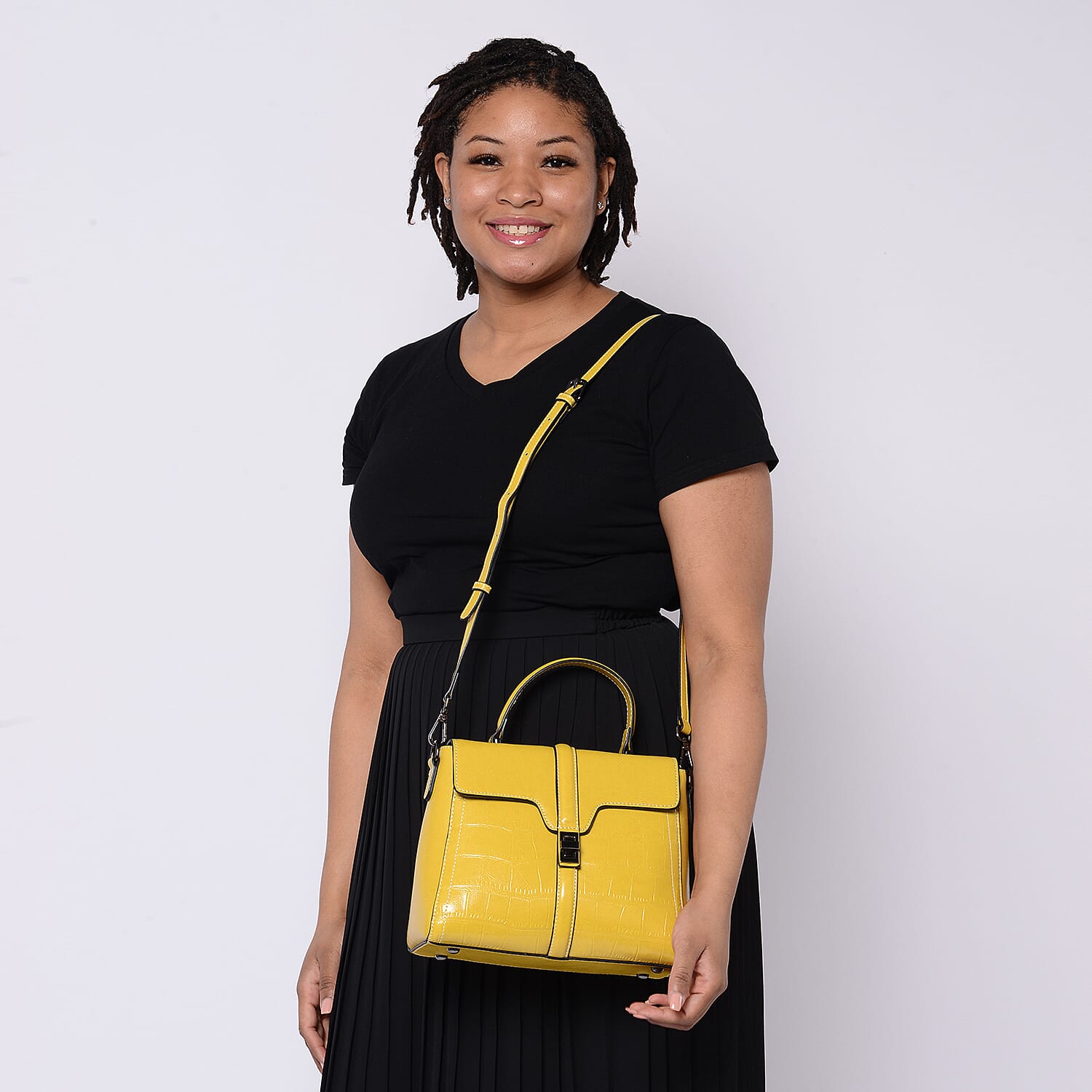 Sencillez Croc Embossed 100% Genuine Leather Convertible Bag in Blue ...