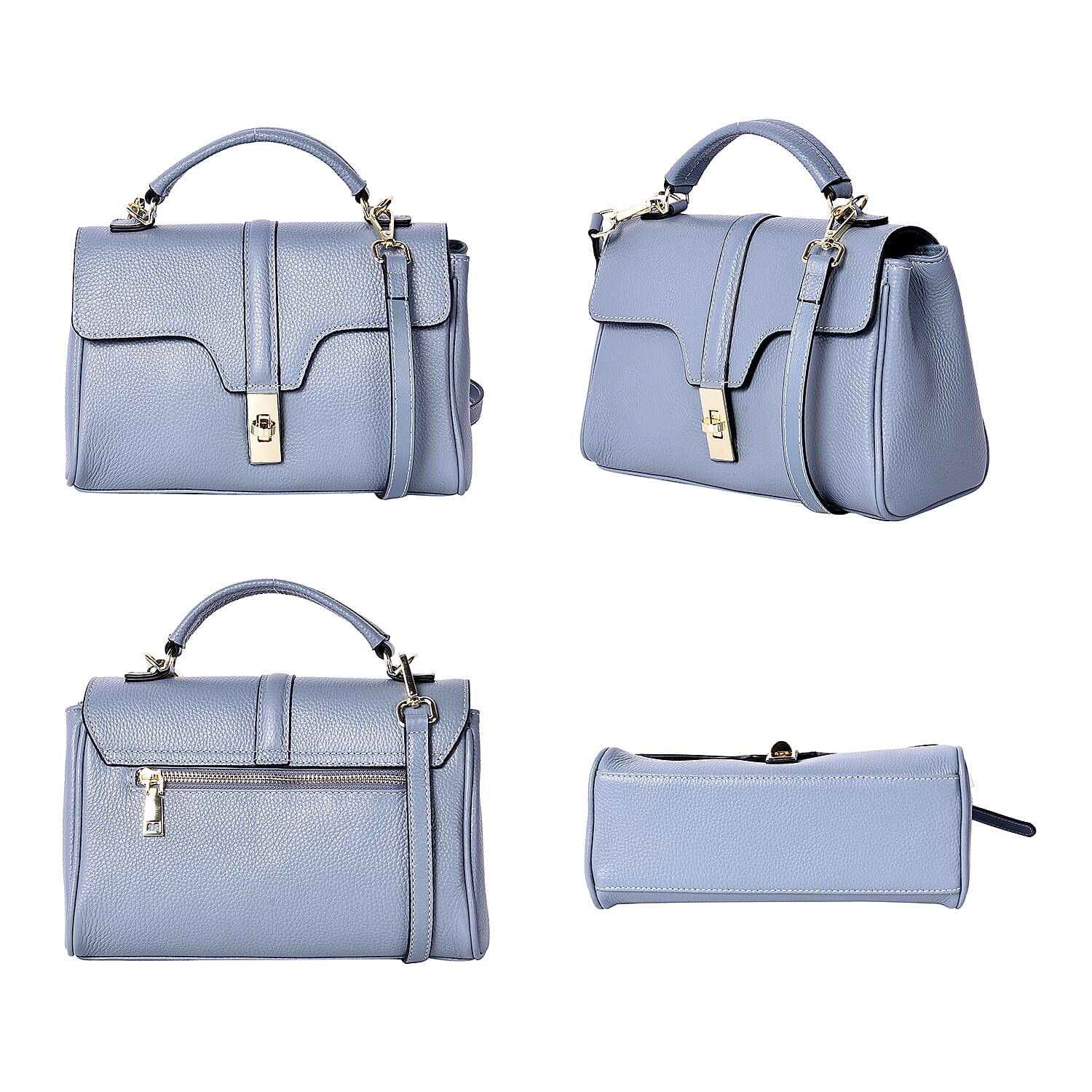 Sencillez 100% Genuine Leather Convertible Bag with Flap Lock in Grey ...
