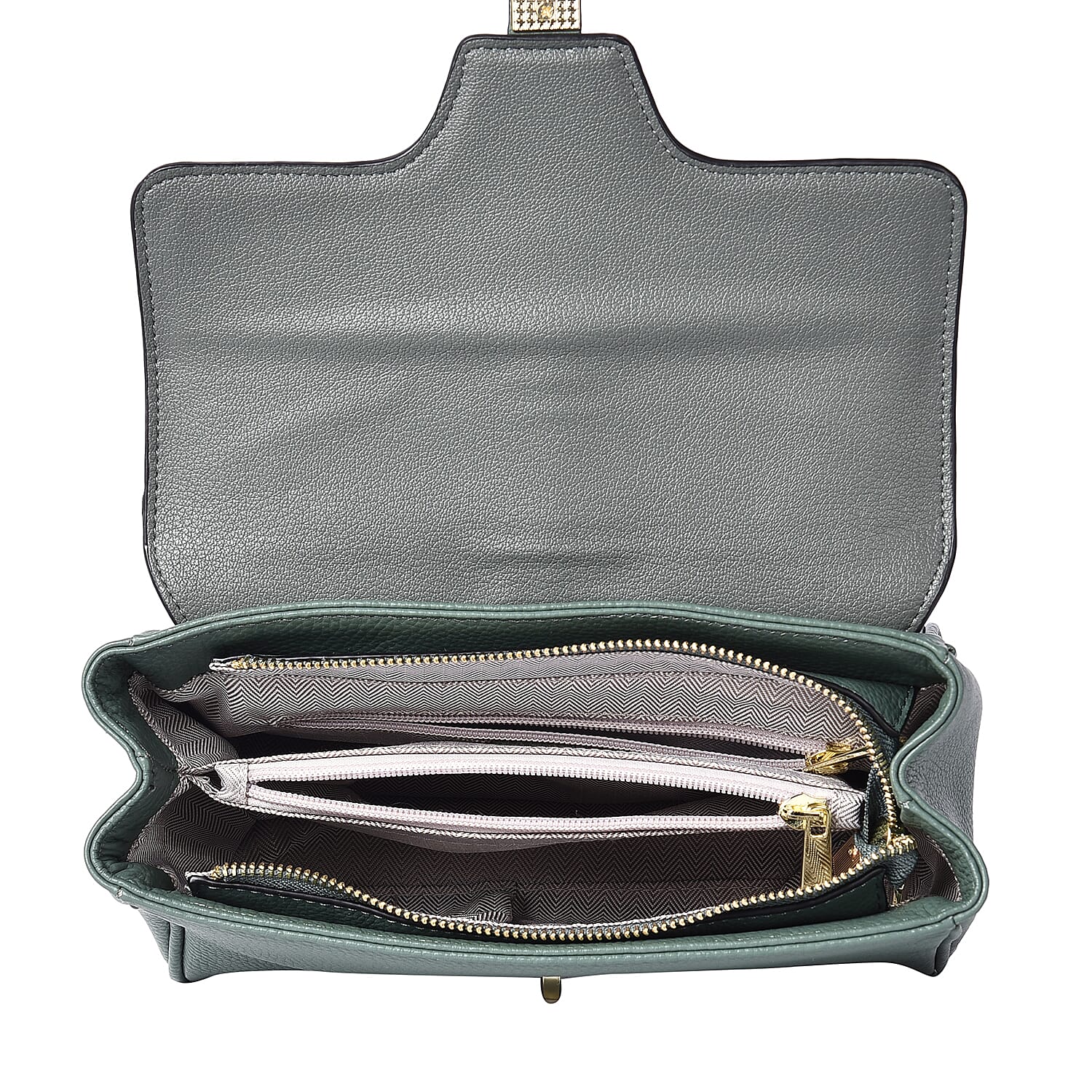 Sencillez 100% Genuine Leather Convertible Bag with Flap Lock in Green ...