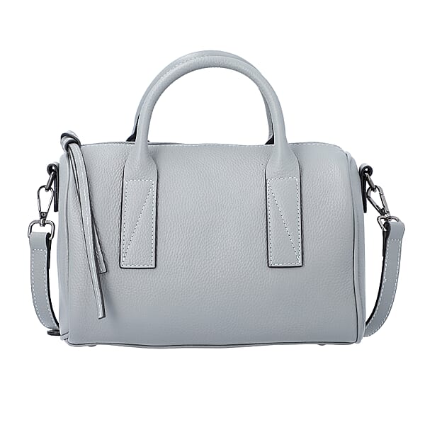 Sencillez Solid Grey 100% Genuine Leather Convertible Bag with Zipper ...