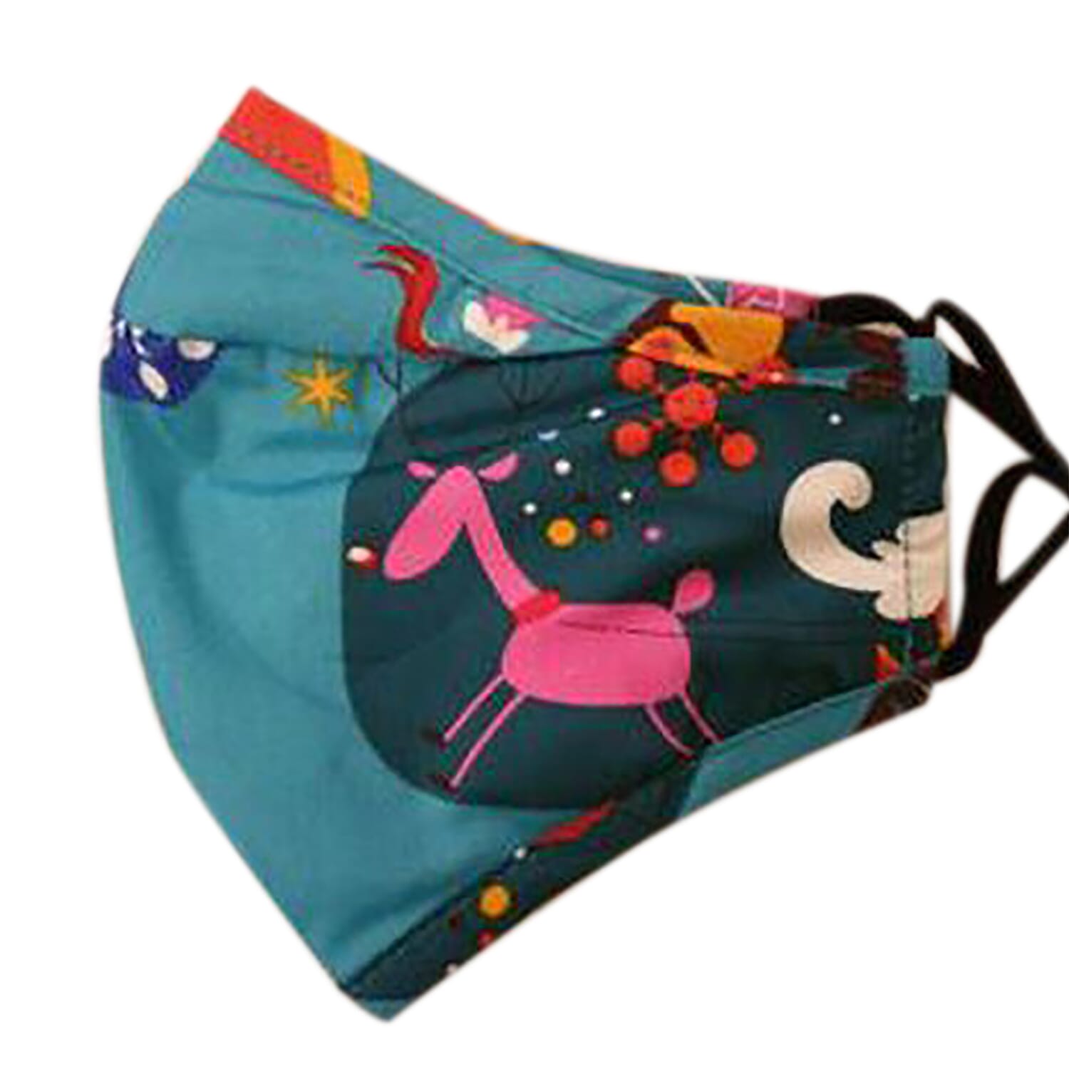 Blue 3 Layer Face Covering with Elastic Ear Loops and Ring Tightening ...