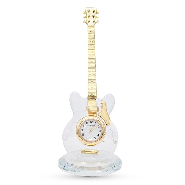 WILLIAM WIDDOP Miniature Crystal Guitar Clock in Gold Tone - 6083956 - TJC