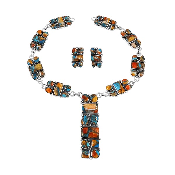 Santa Fe 2 Piece Set 53 Ct. Artisan Crafted Spiny Turquoise Necklace ...