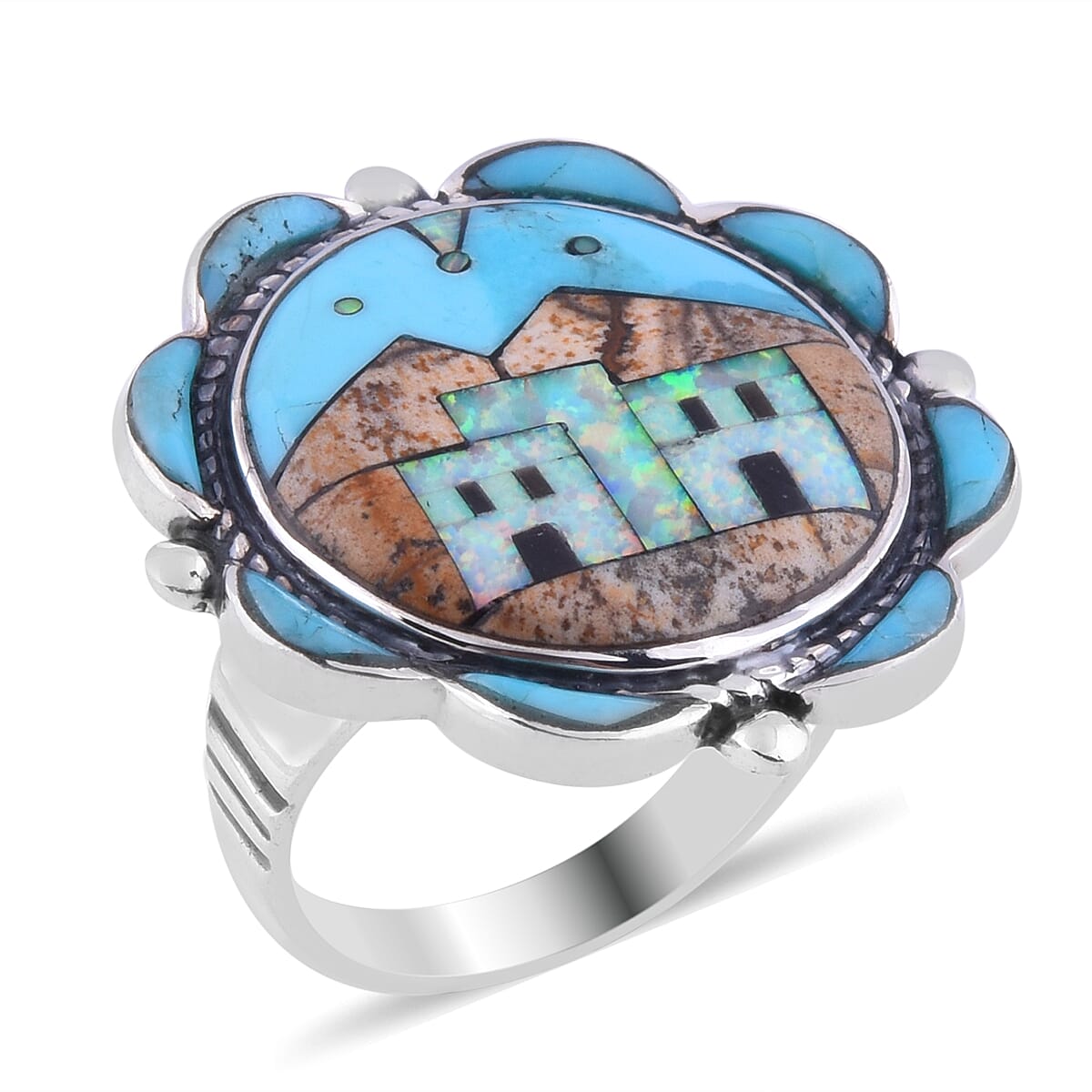 Santa Fe Collection 2.5 Ct. Multi-Gemstone Ring in Rhodium Plated ...