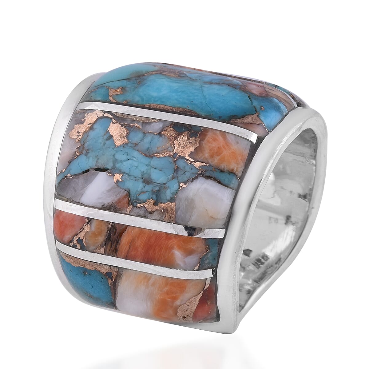 Santa Fe 10.5 Ct. Artisan Crafted Spiny Turquoise Ring in Rhodium ...
