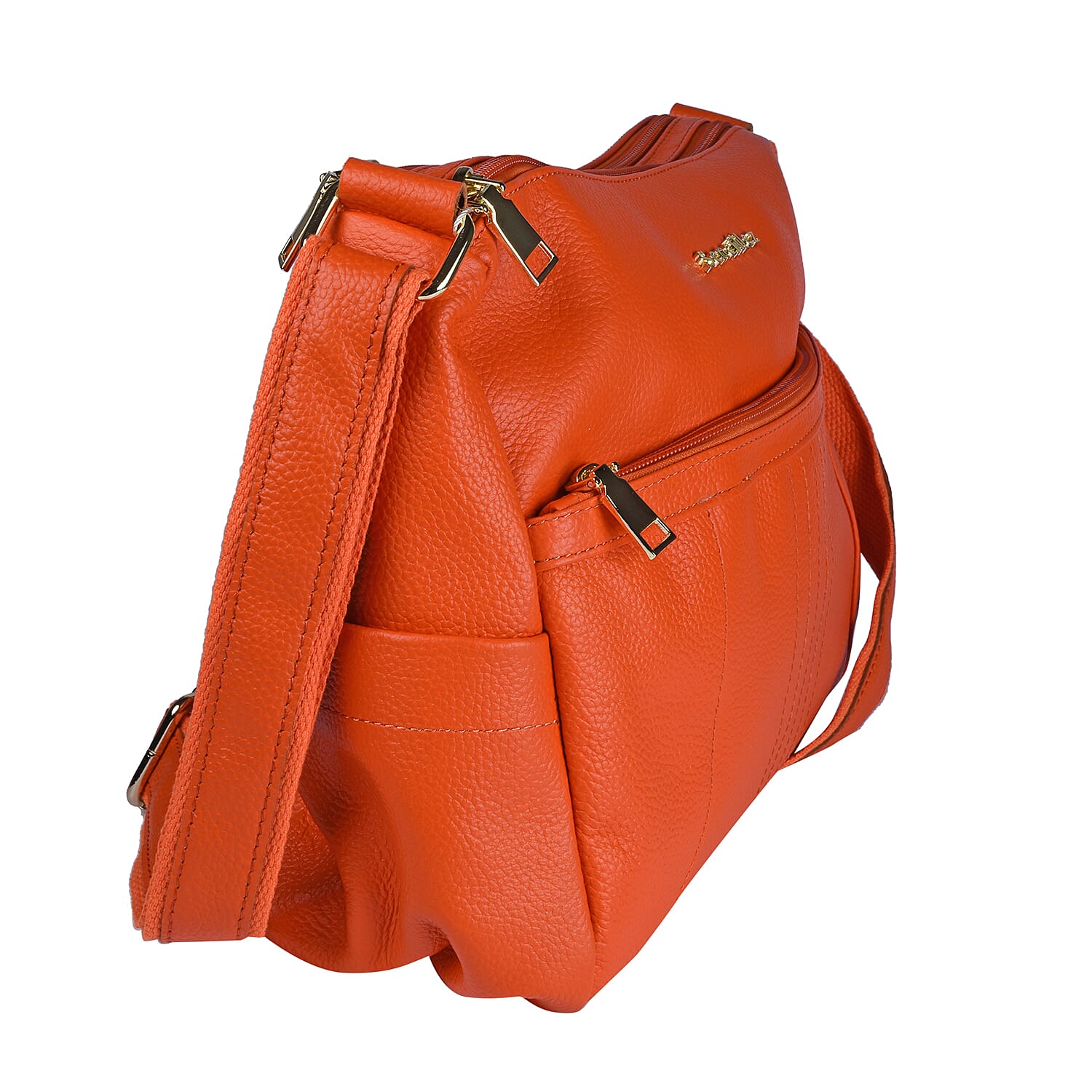 Sencillez 100% Genuine Leather Crossbody Bag - Orange - 6093566 - TJC