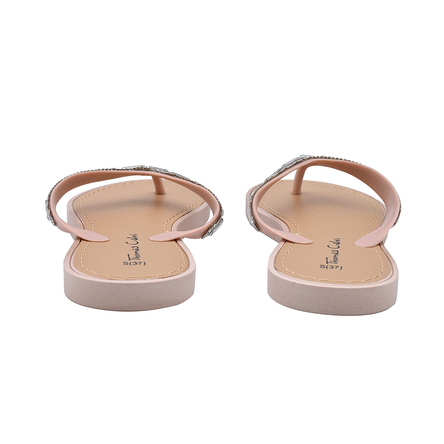 Thomas Calvi Sparkle Flip Flops in Cream Colour - 6102445 - TJC