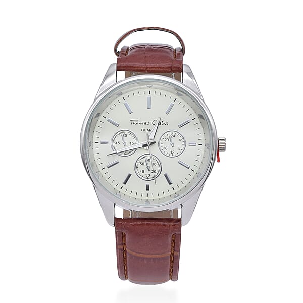 Thomas Calvi Mens Watch with Tan Strap - 6102465 - TJC