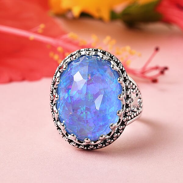 Sajen Silver CULTURAL FLAIR Collection - Doublet Quartz Ring in Rhodium ...