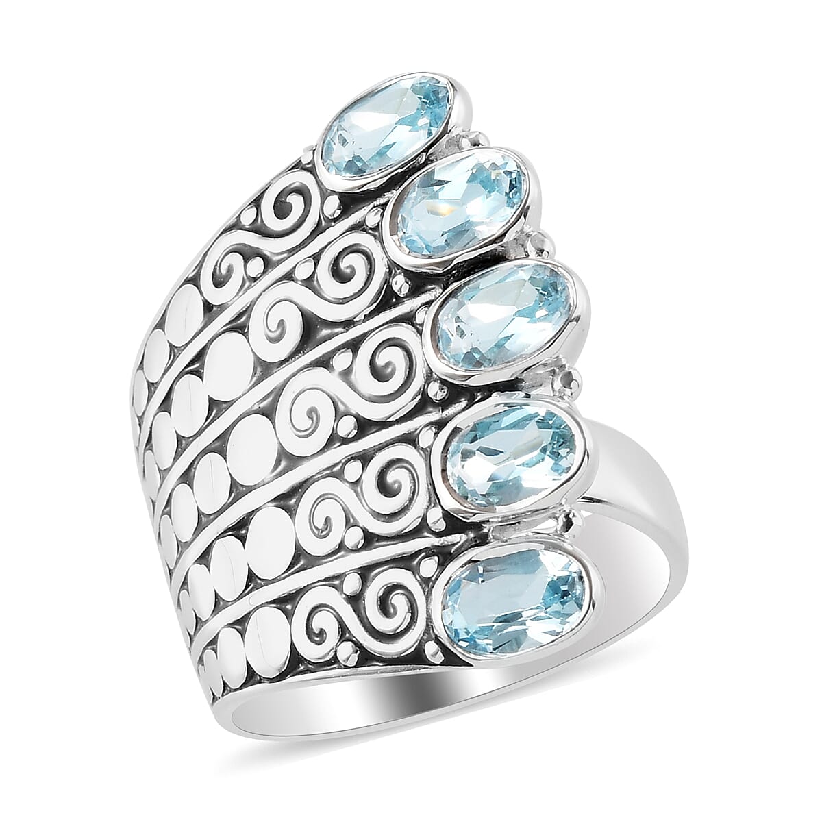 Sajen Silver CULTURAL FLAIR Collection - Skyblue Topaz Enamelled Ring ...