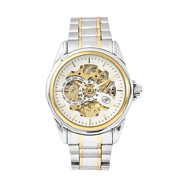 GENOA Automatic Mechanical Movement Skeleton White Dial Watch with ...