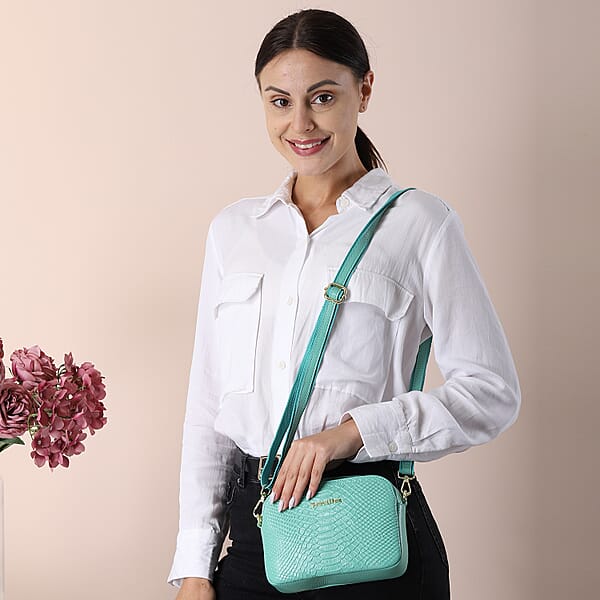 Sencillez Genuine Leather Snakeskin Pattern Crossbody Bag with ...