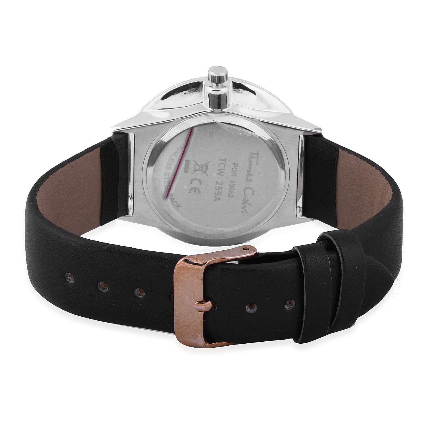 Thomas Calvi Ladies Watch with Silver Tone Case and Black Colour Strap ...