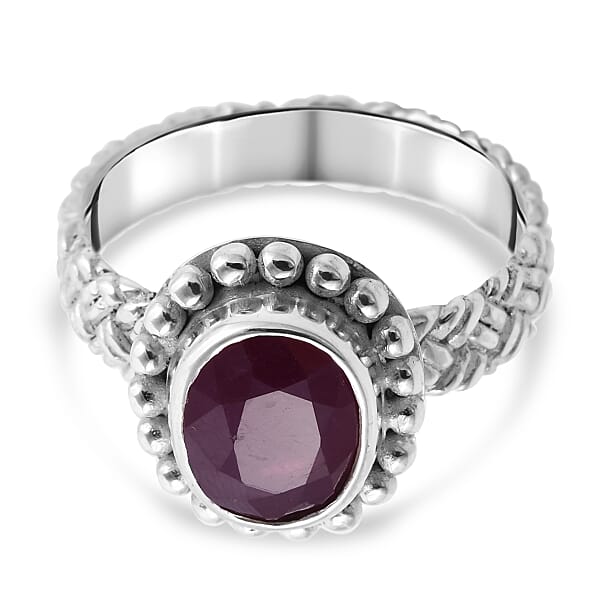 Royal Bali African Ruby Solitaire Ring in Sterling Silver 3 Ct ...
