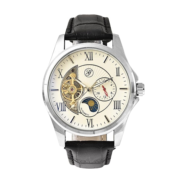 GENOA Automatic Mechanical Movement Skeleton Dial Watch - White ...