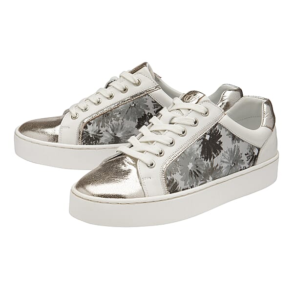 Lotus White Shoes with Silver and Floral Detailing - 1620956774 - TJC