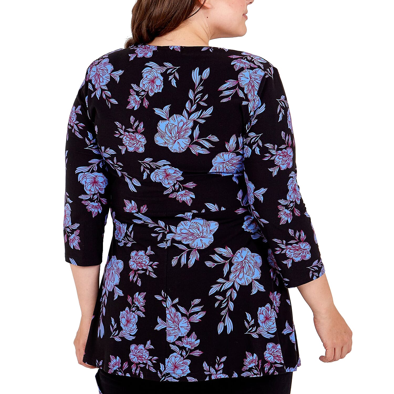 Floral Pattern Wrap Top - Blue - 6263313 - TJC