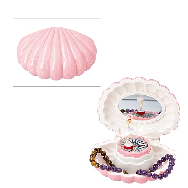 Seashell Music Mirror Jewellery Box with LED Light - Dark Pink ...