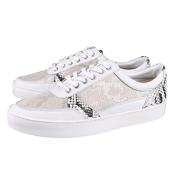 LOTUS Leather Lace-Up Women's Trainer Shoes - White - 6277214 - TJC