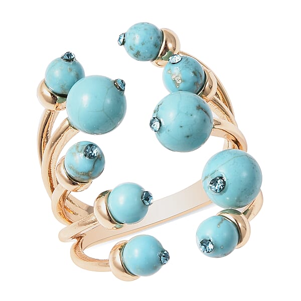 3 Ct. Blue Howlite Ring in Yellow Gold Tone - 6280264 - TJC