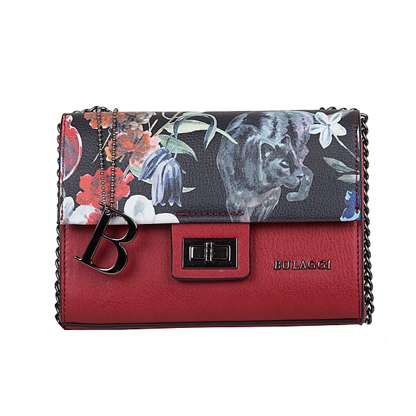 Bulaggi Collection Tulip Black Base Floral Pattern Crossbody Bag in Red ...