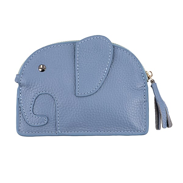 SENCILLEZ Genuine Leather Elephant Shaped Wallet - Blue - 6281795 - TJC
