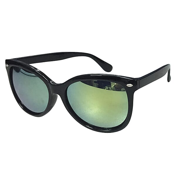 Eyecatcher Black Frame Sunglasses with Mirror Lens - 6291585 - TJC