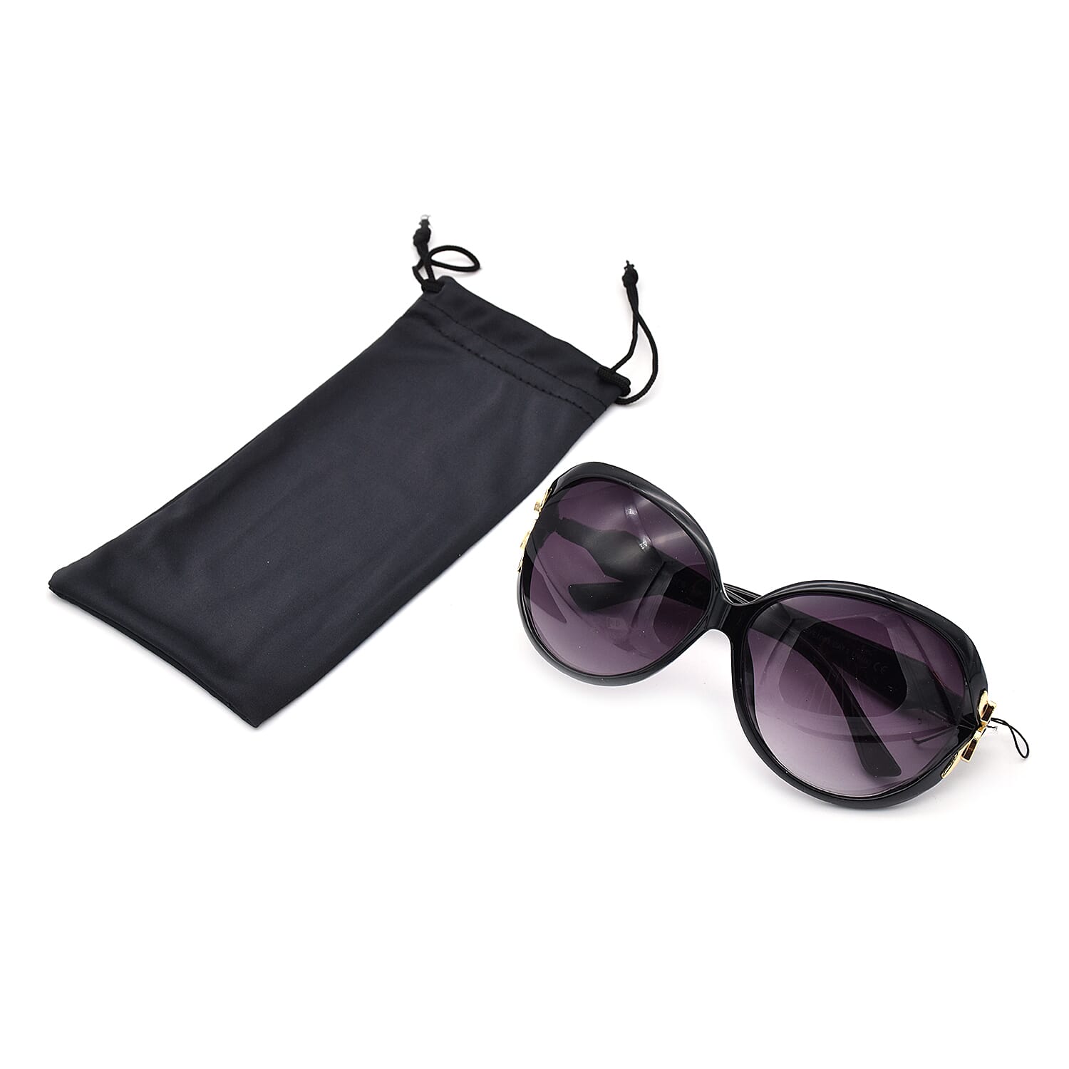Eyecatcher Black Sunglasses with Graduated Tint Finish Lenses and Gold ...