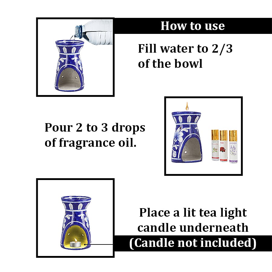 Hand Painted Ceramic Oil Diffuser - Blue - 1623000312 - TJC