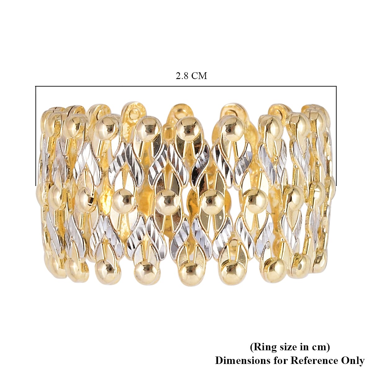 (Size J) 9K Yellow and White Gold Concertina Ring, Gold Wt. 8.08 Gms ...
