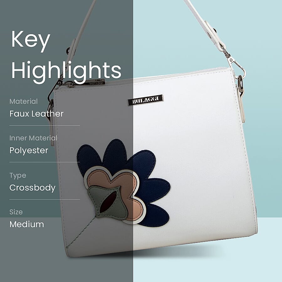 Bulaggi Collection - Hope Crossbody Bag with Zipper Closure - White ...