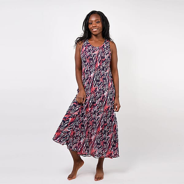 Reversible Printed Maxi Dress - Coral & Navy - 1623779411 - TJC