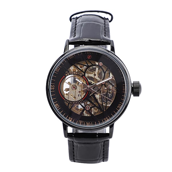GENOA Automatic Movement Black Dial 3 ATM Water Resistant Watch with ...