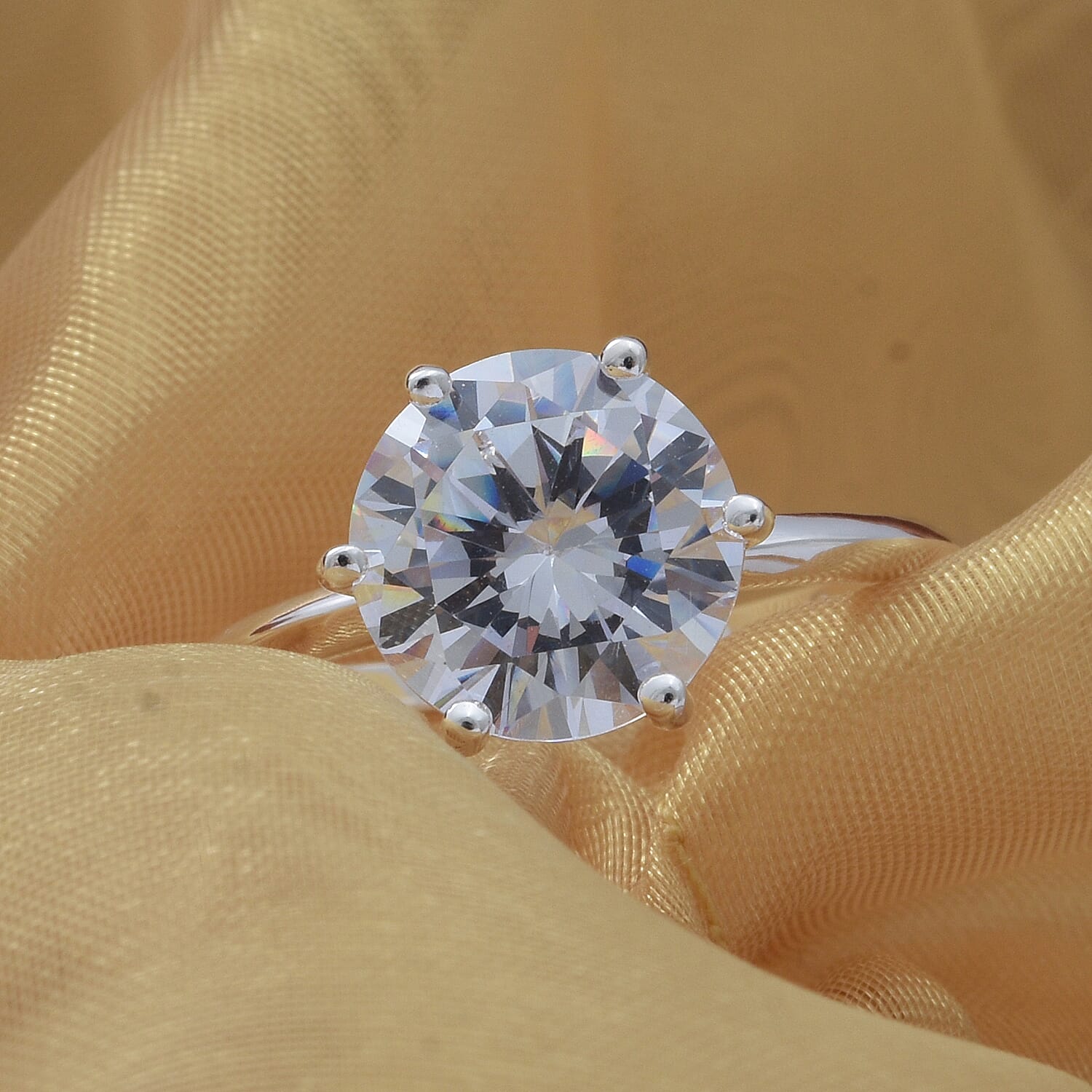 ELANZA Simulated Diamond Solitaire Ring in Sterling Silver - 6489482 - TJC