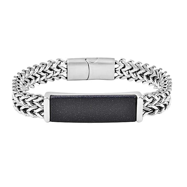 Blue Sandstone Franco Bracelet (Size - 8) in Stainless Steel 17.00 Ct ...