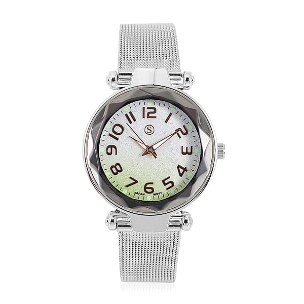 STRADA Japanese Movement Silver and Green Dial Watch in Silver Colour ...