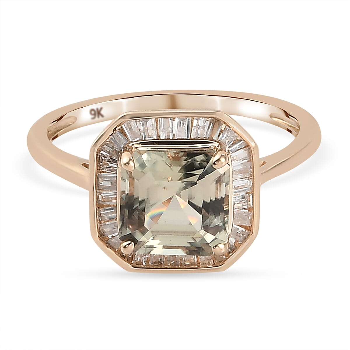 2.22 Carat AA Turkizite and Diamond Halo Ring in 9K Yellow Gold ...