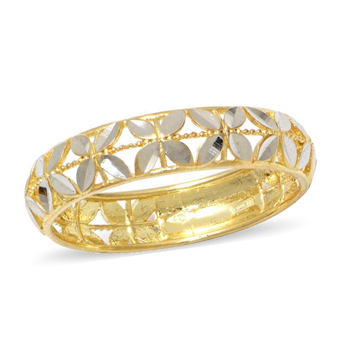 Vicenza Collection Italian Made Leaf Pattern Ring in 9K Yellow Gold Wt ...