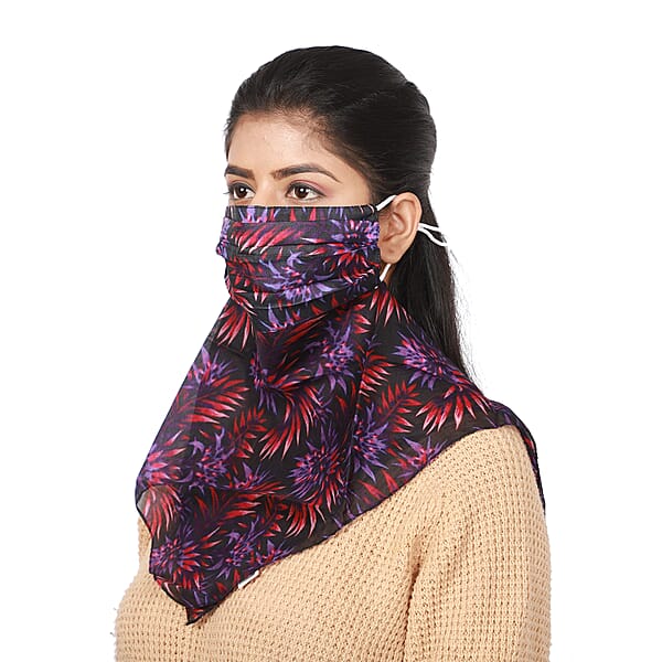 2 in 1 100% Silk Floral Printed Soft Feel Scarf and Protective Face ...